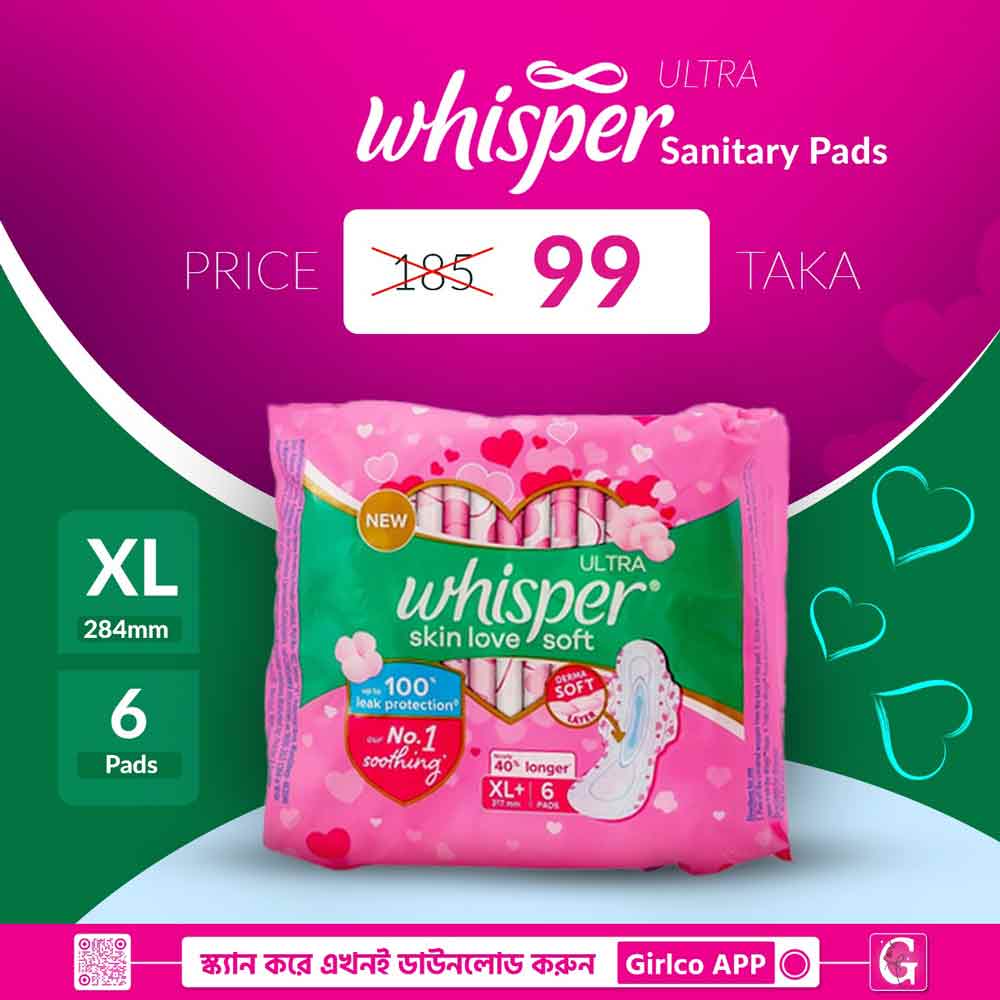 Whisper Ultra Soft Air Fresh Sanitary Pads For Women, XL+ 6 Napkins ...
